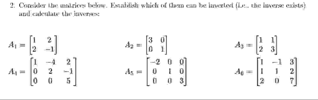 Solved Consider the mabrices botow. Entablish which of hwm | Chegg.com