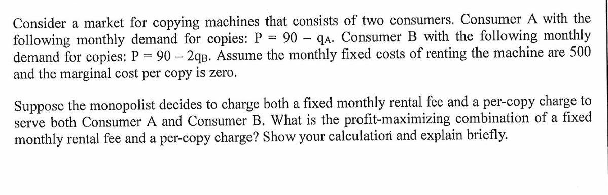 Solved Consider a market for copying machines that consists | Chegg.com