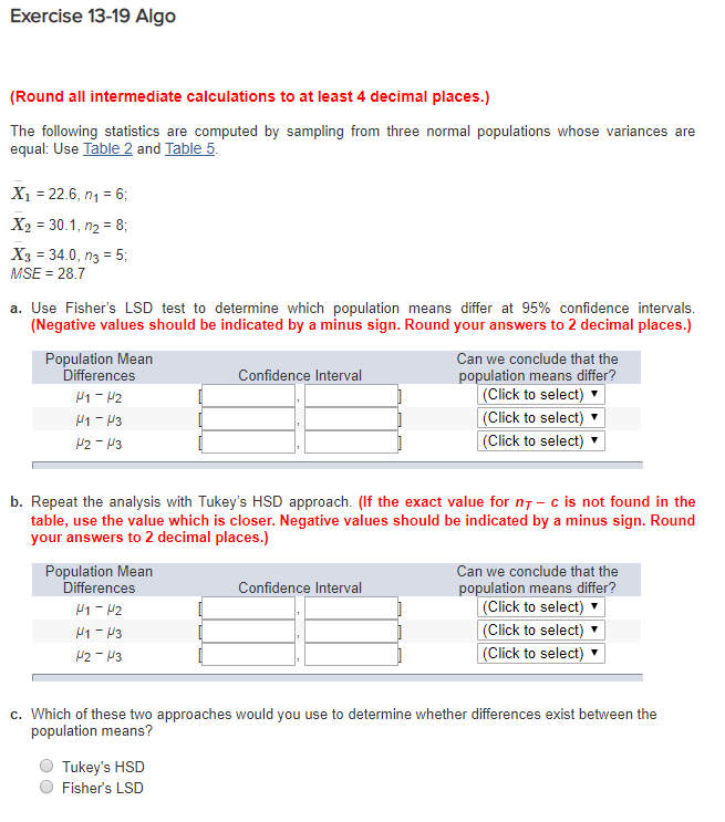 Solved Exercise 13-19 Algo (Round all intermediate | Chegg.com