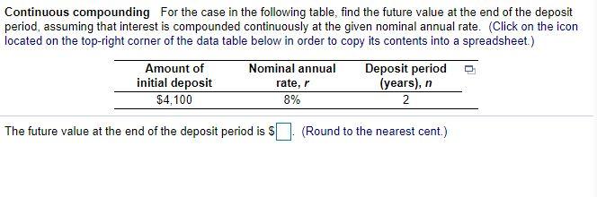 Solved Continuous compounding for the case in the following | Chegg.com