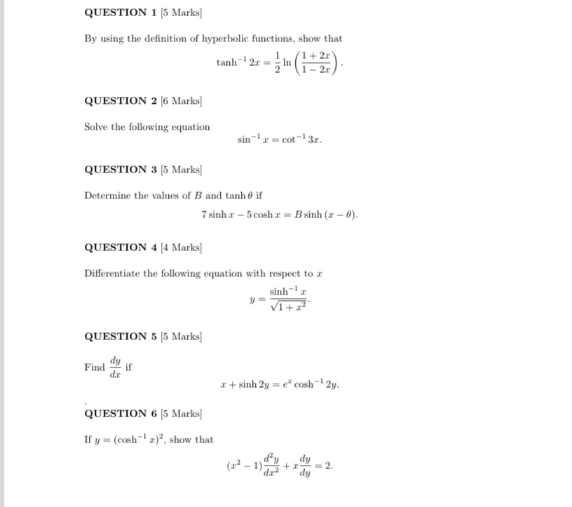 Solved By using the definition of hyperbolic functions, show | Chegg.com