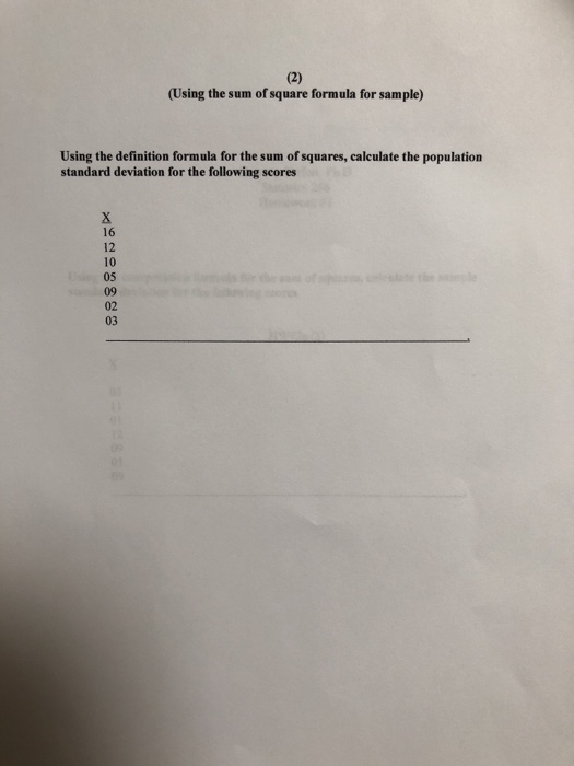 Solved (Using the sum of square formula for sample) Using | Chegg.com