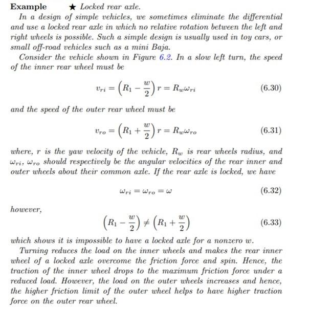 Example ⋆ Locked rear axle. In a design of simple | Chegg.com
