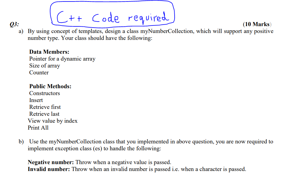 Solved ro Q3: (10 Marks a) By using concept of templates, | Chegg.com
