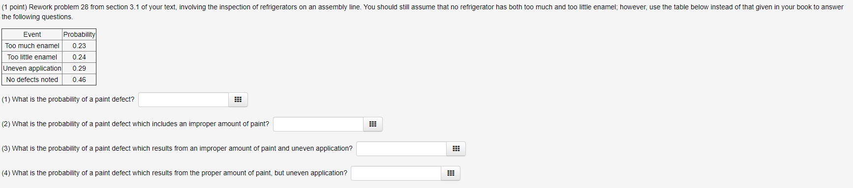 Solved (1 point) Rework problem 28 from section 3.1 of your | Chegg.com