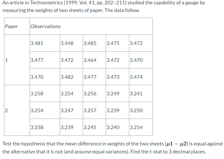 Solved An article in Technometrics (1999, Vol. 41, pp. | Chegg.com