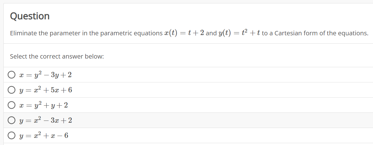 Eliminate the parameter in the parametric equations | Chegg.com