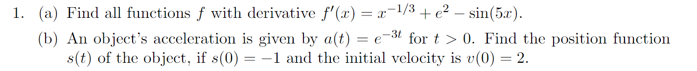 Solved (a) ﻿Find all functions f ﻿with derivative | Chegg.com