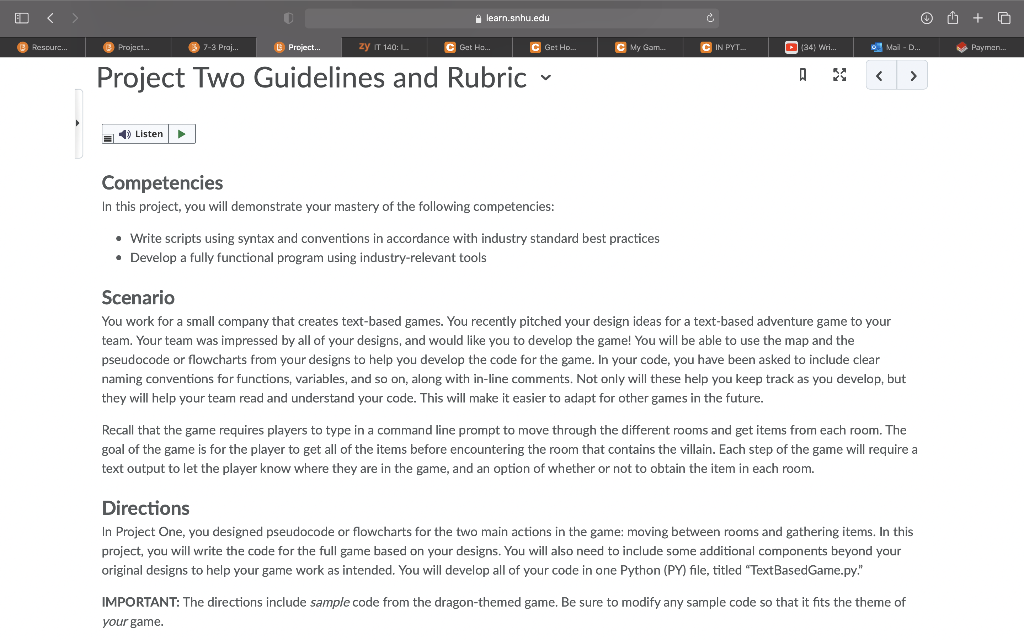 Solved learn.snhu.edu + Resourc.. e Project. 7-3 Praj... | Chegg.com