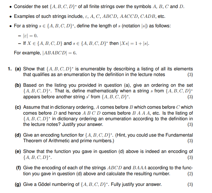 Consider the set {A, B, C, D}* of all finite | Chegg.com