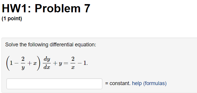Solved HW1: Problem 7 (1 point) Solve the following | Chegg.com