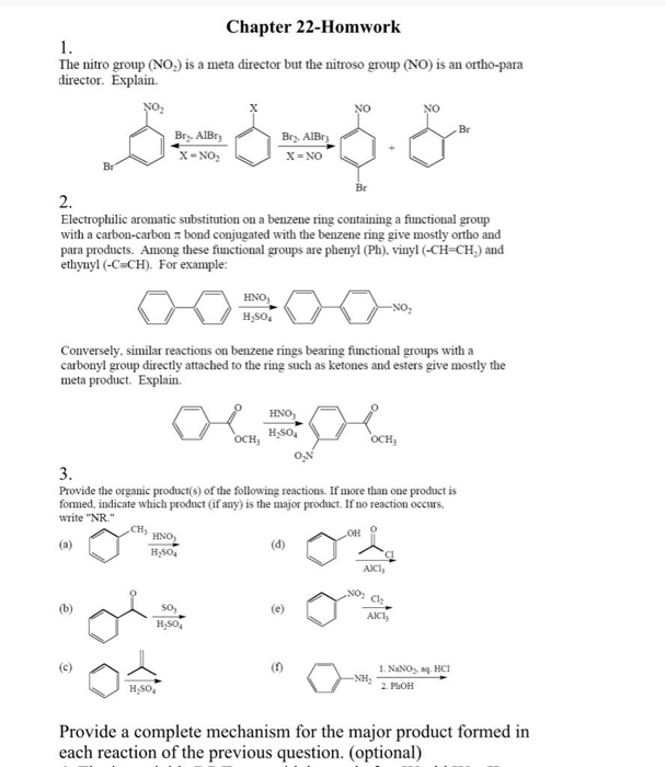 Solved Chapter 22-Homwork The nitro group (NO,) is a meta | Chegg.com