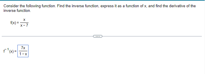 Solved Consider the following function. Find the inverse | Chegg.com