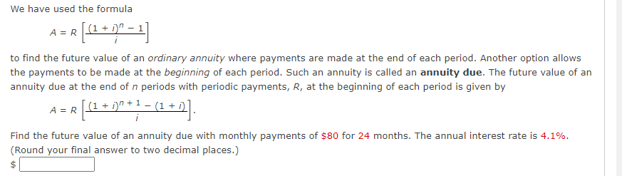 Solved We have used the formula 4-R [ (1+1)" - 1] to find | Chegg.com