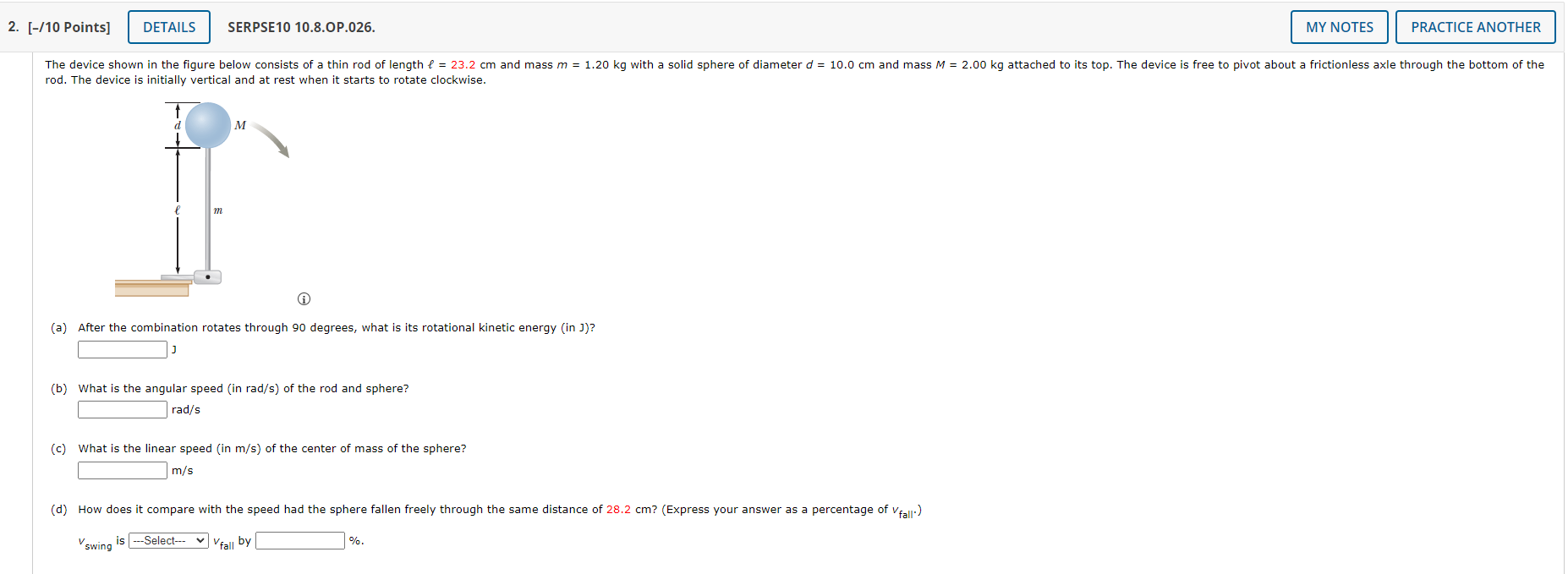 Solved rod. The device is initially vertical and at rest | Chegg.com