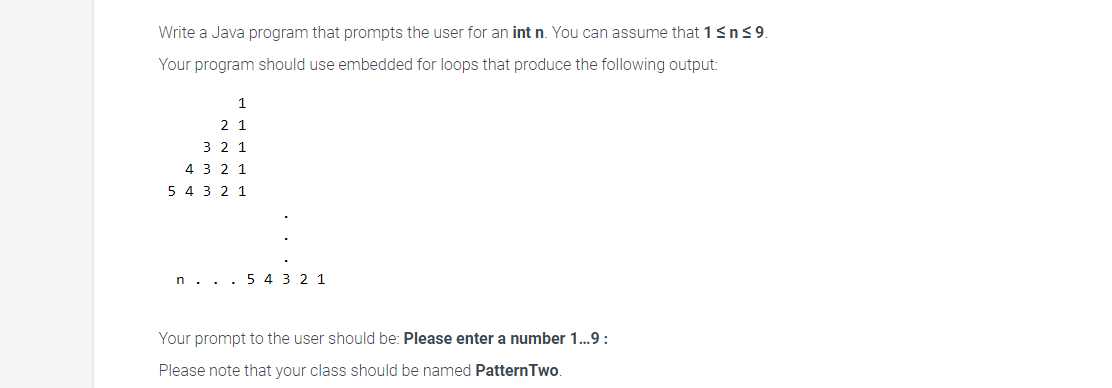 Solved Write a Java program that prompts the user for an int | Chegg.com
