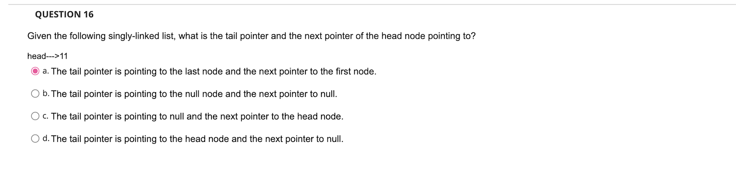 Solved Given the following singly-linked list, what is the | Chegg.com