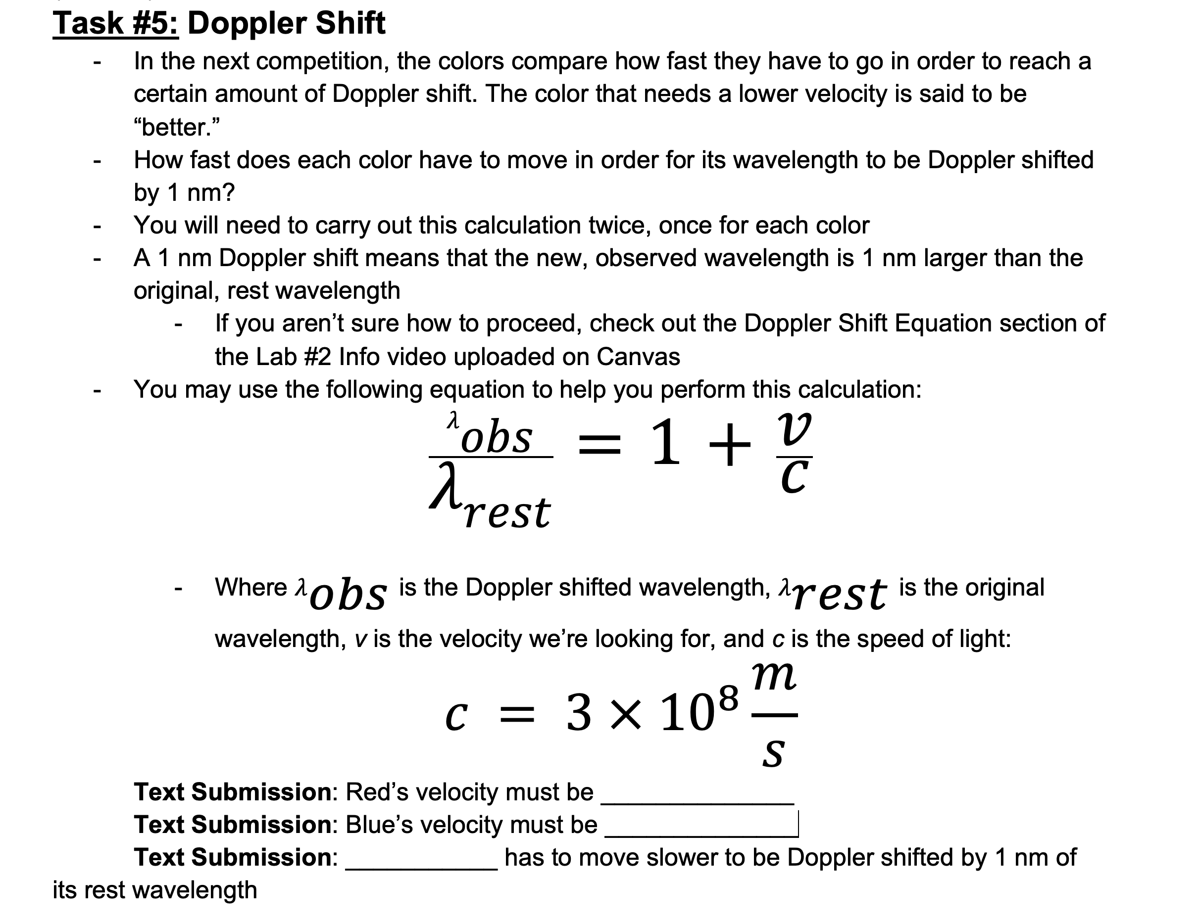 Solved Task \#5: Doppler Shift - In the next competition, | Chegg.com