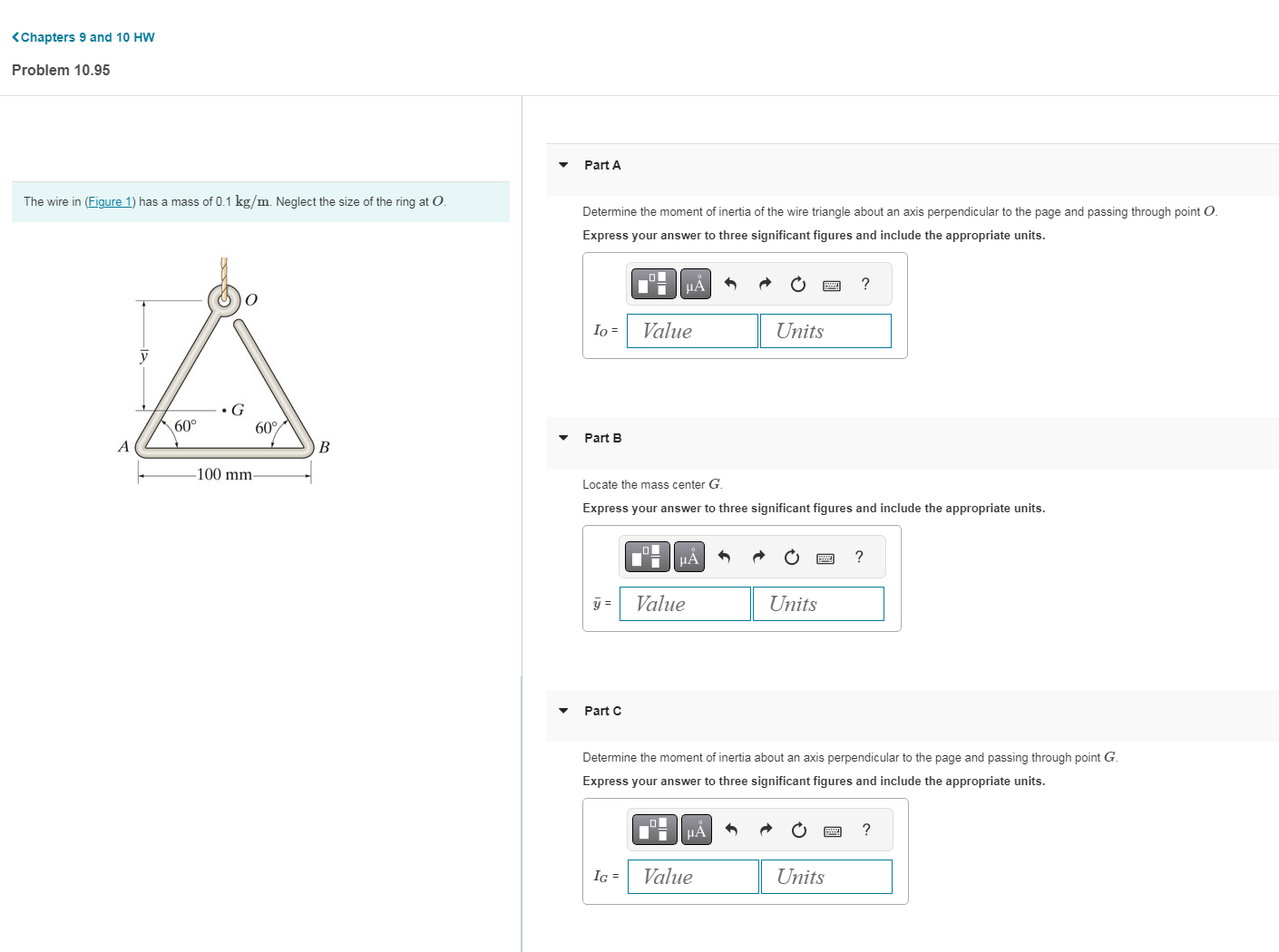 Solved Problem 10.95The wire in (Eigure 1) ﻿has a mass of | Chegg.com
