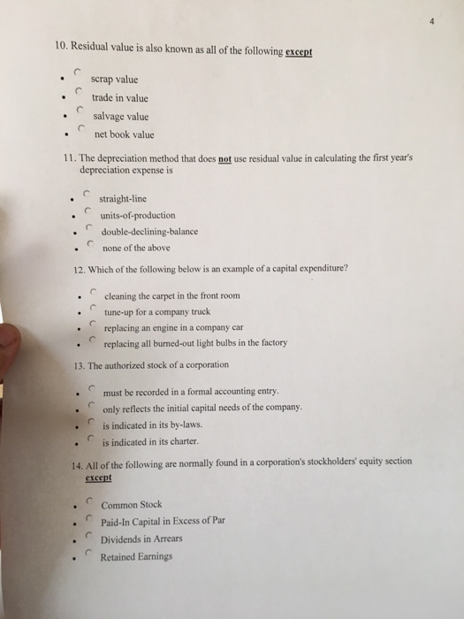 Solved 10. Residual value is also known as all of the | Chegg.com