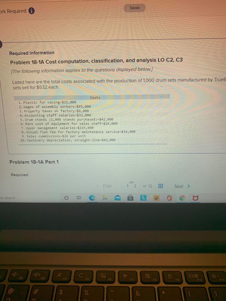Solved Saved Ork Required i Required information Problem | Chegg.com