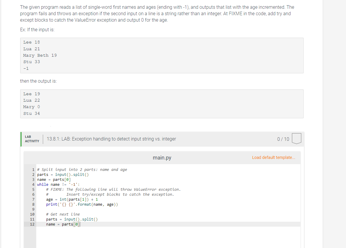 Solved The given program reads a list of single-word first | Chegg.com