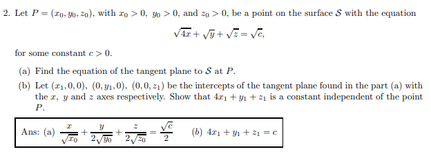 Solved Let P=(x0,y0,z0), with x0>0,y0>0, and z0>0, be a | Chegg.com