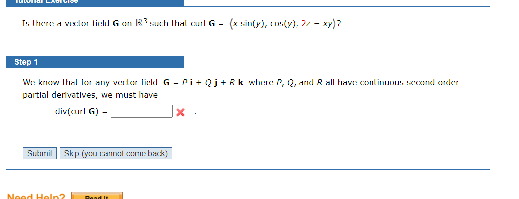 Solved Tunal Is there a vector field G on R3 such that curl | Chegg.com