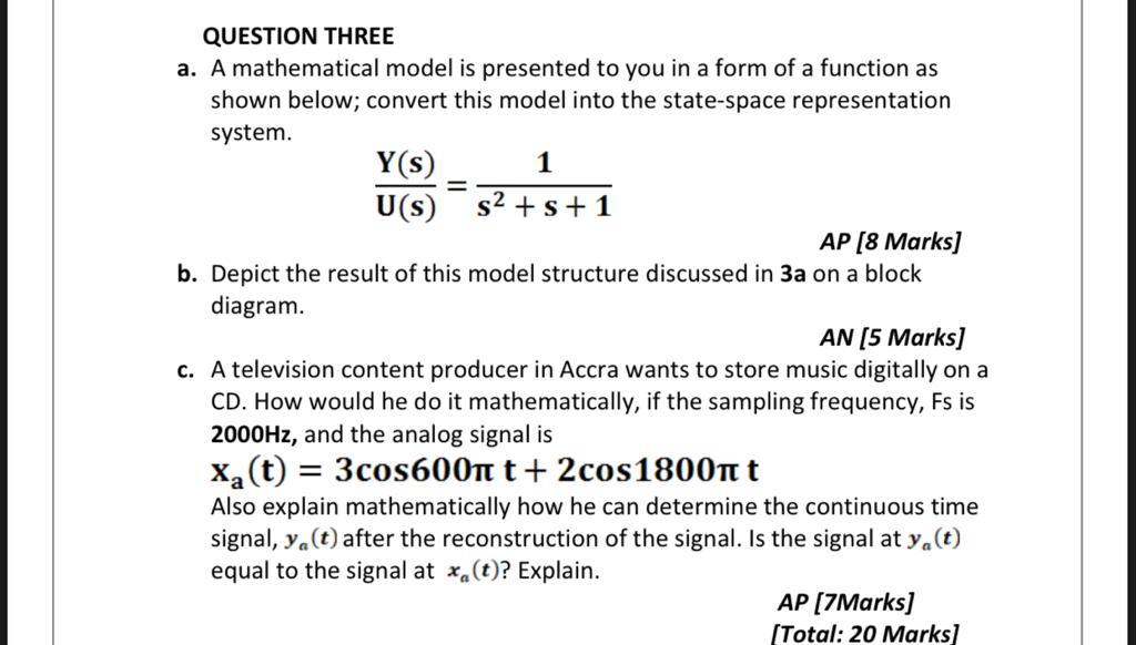 Solved A mathematical model is presented to you in a form of | Chegg.com