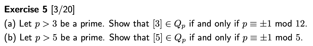 Solved Exercise 5[3/20] (a) Let p>3 be a prime. Show that | Chegg.com