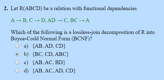 Solved 2. Let R(ABCD) be a relation with functional | Chegg.com