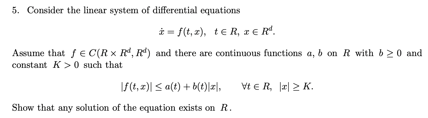 Solved 5. Consider the linear system of differential | Chegg.com