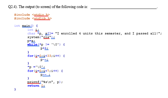 Solved Question 2: Fill in Blanks [8 marks] For each of the | Chegg.com