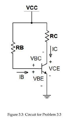 Solved VCC RC RB IC VBC VCE B VBE Figure 3.3: Circuit for | Chegg.com