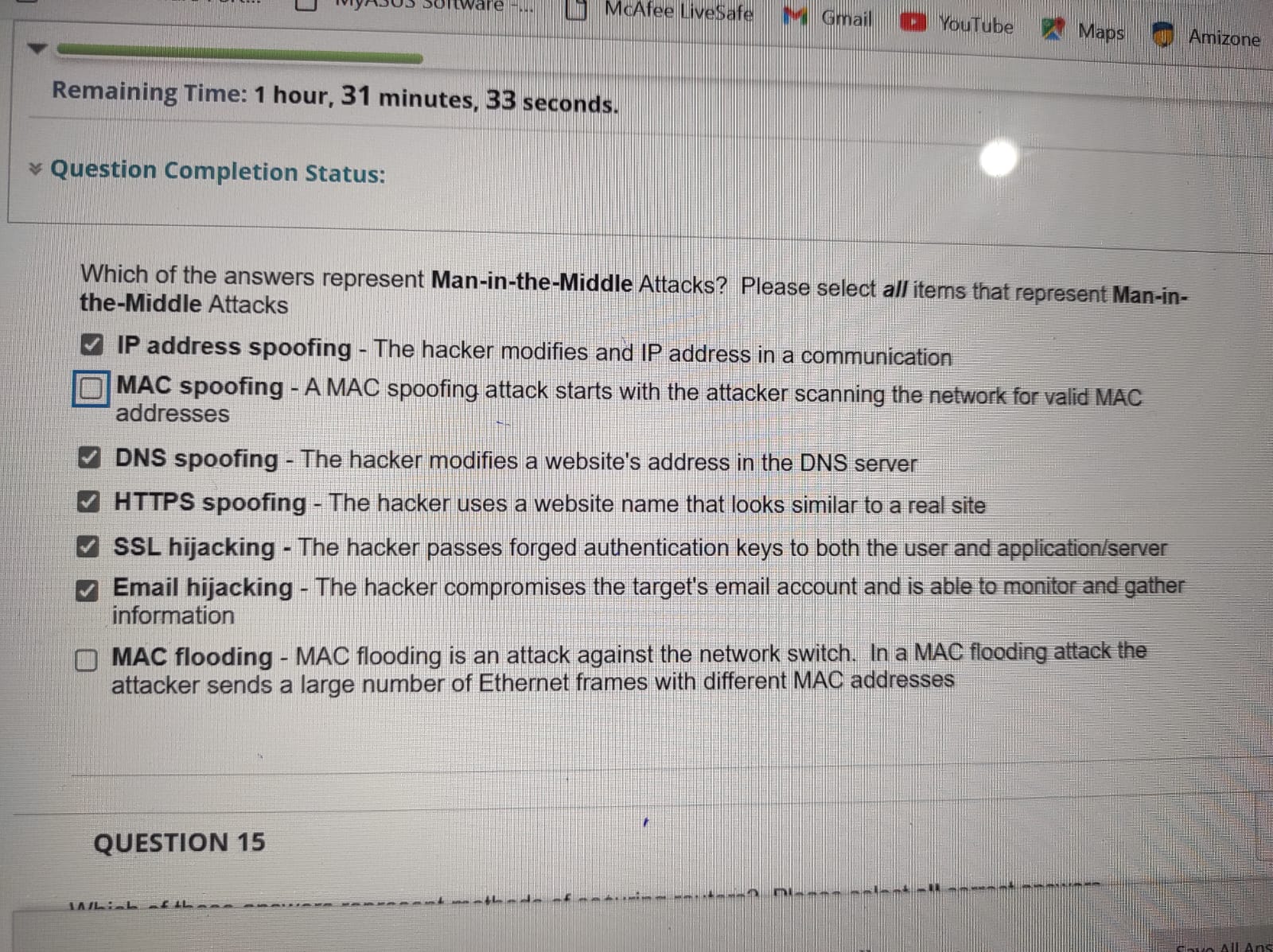 Solved Which of the answers represent Man-in-the-Middle | Chegg.com