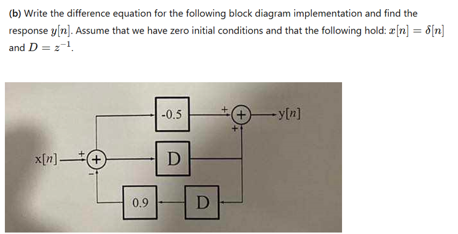 Solved (b) ﻿Write the difference equation for the following | Chegg.com