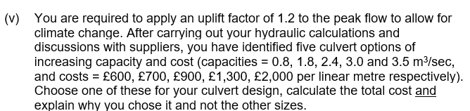 (v) You are required to apply an uplift factor of 1.2 | Chegg.com