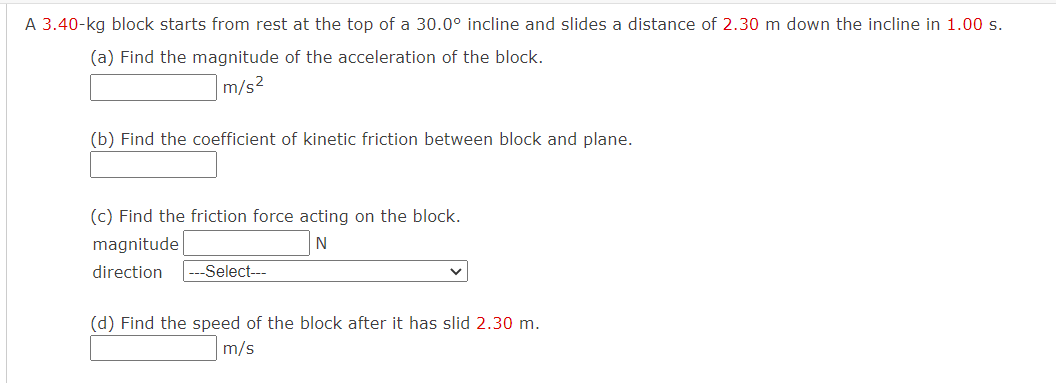 Solved A 3.40-kg block starts from rest at the top of a | Chegg.com
