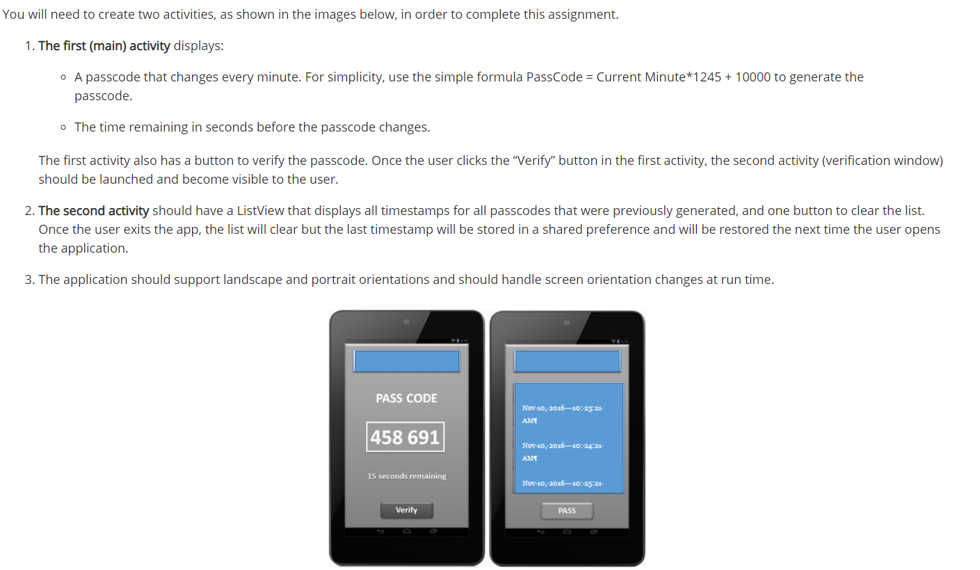 Solved You will need to create two activities, as shown in | Chegg.com