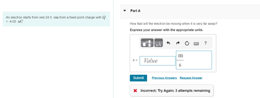 Solved Part AAn electron starts from rest 24.0cm ﻿from a | Chegg.com