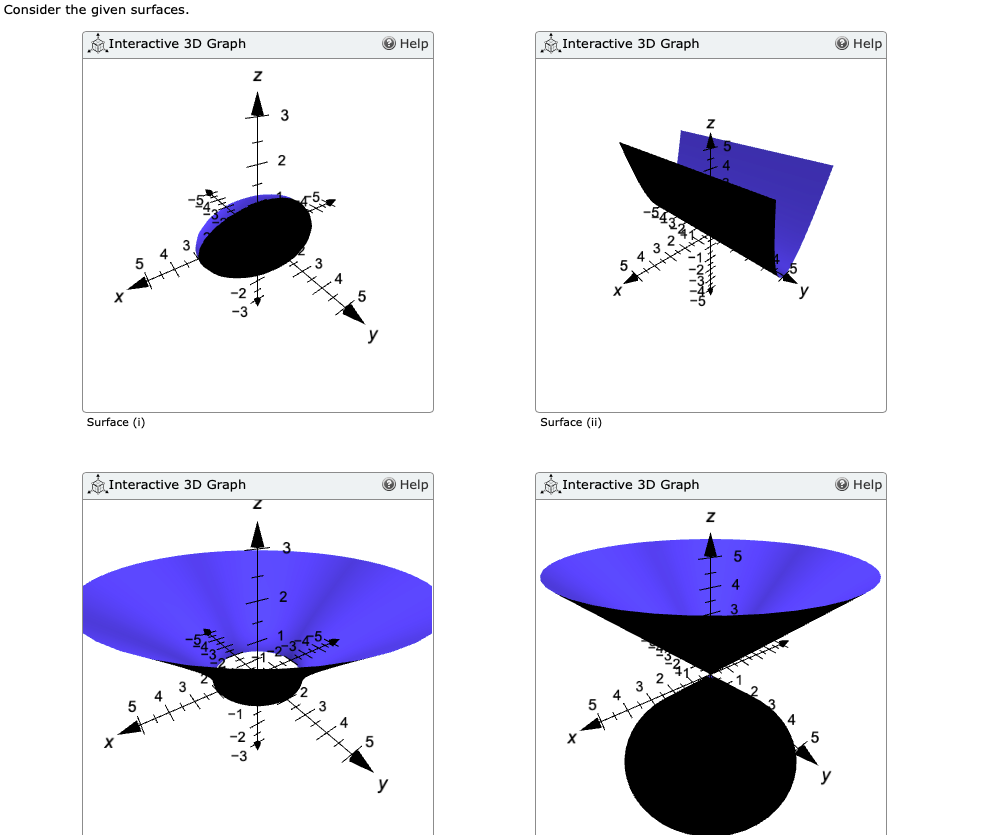 Solved Consider the given surfaces. MInteractive 3D Graph | Chegg.com