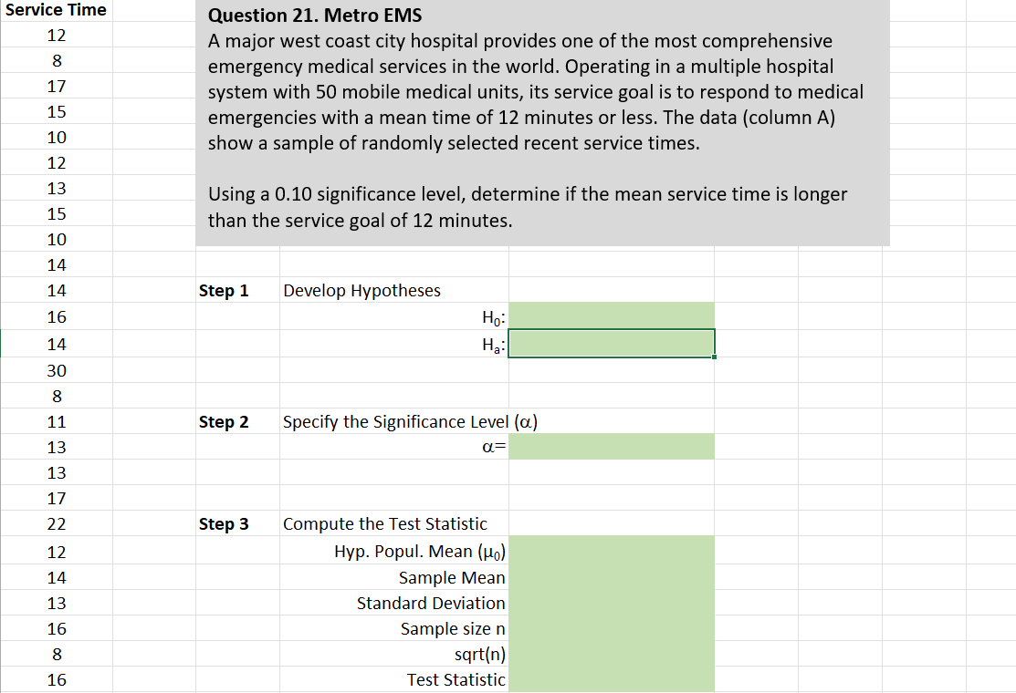 Solved Question 21. Metro EMS A major west coast city | Chegg.com