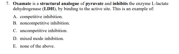 Solved 7. Oxamate is a structural analogue of pyruvate and | Chegg.com