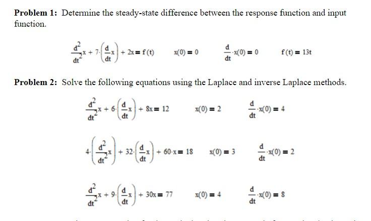 Solved Problem 1: Determine the steady-state difference | Chegg.com