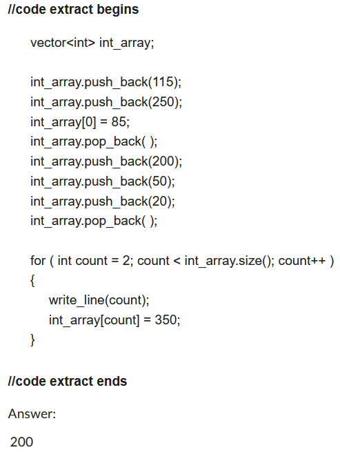 Solved //code extract begins int result =0; vector | Chegg.com