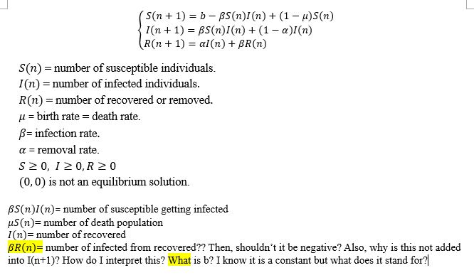 Solved This is SIR model, Difference equation. I need an | Chegg.com