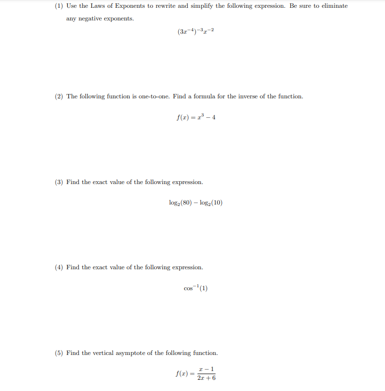 Solved (1) Use the Laws of Exponents to rewrite and simplify | Chegg.com