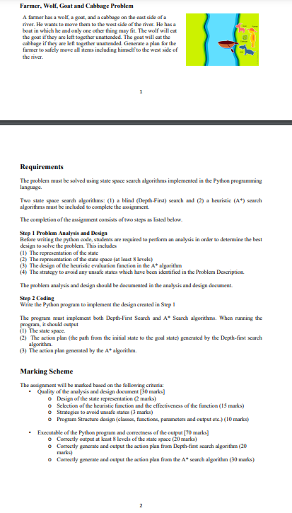 Solved A fanmer has a wolf, a goat, and a cabbage on the | Chegg.com