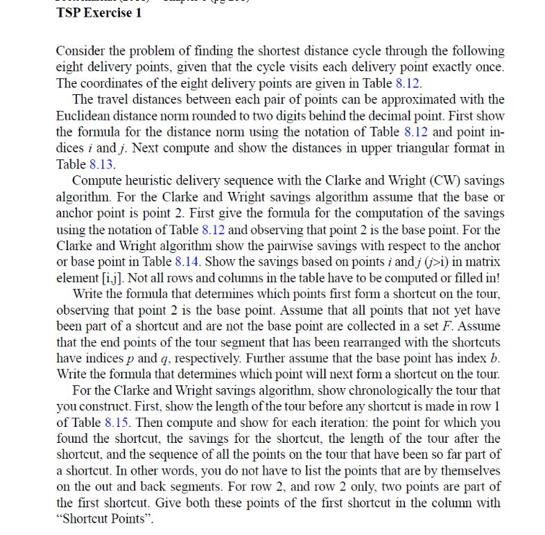 - T TSP Exercise 1 Consider the problem of finding | Chegg.com