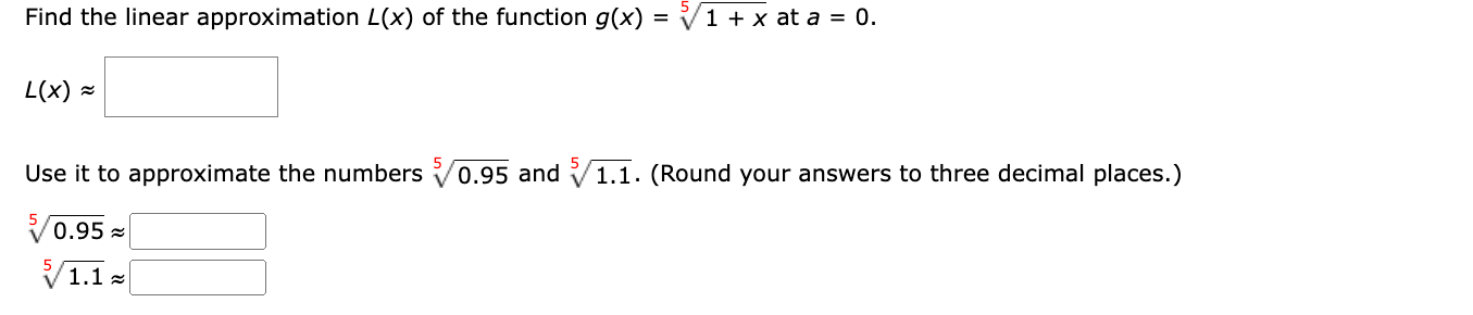 Solved Find the linear approximation L(x) of the function | Chegg.com